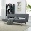 HOMESTOCK Gray Futon Sofa Bed Faux Leather Futon Couch Modern ...