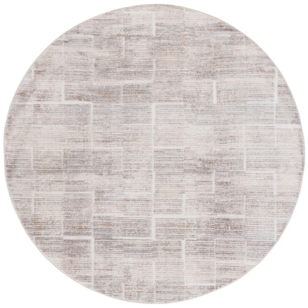 SAFAVIEH Whisper 7 ft. x 7 ft. Beige/Light Beige Distressed Abstract ...