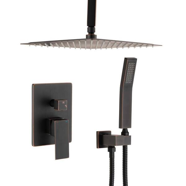 GIVING TREE 2-Spray Patterns with 2.5 GPM 16 in. Ceiling Mount Rainfall ...