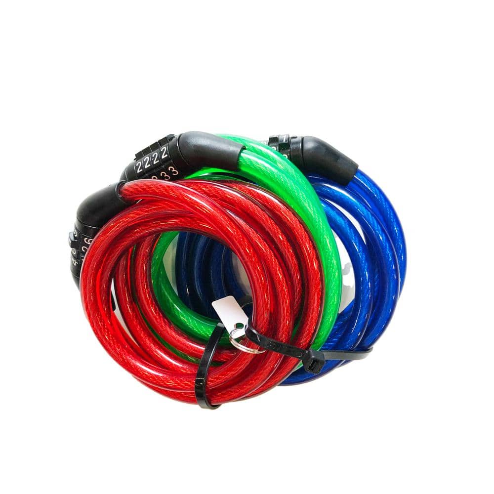 Defiant 5/16 in. x 4 ft. Colored Cable with Combination Lock 3-Colors ...