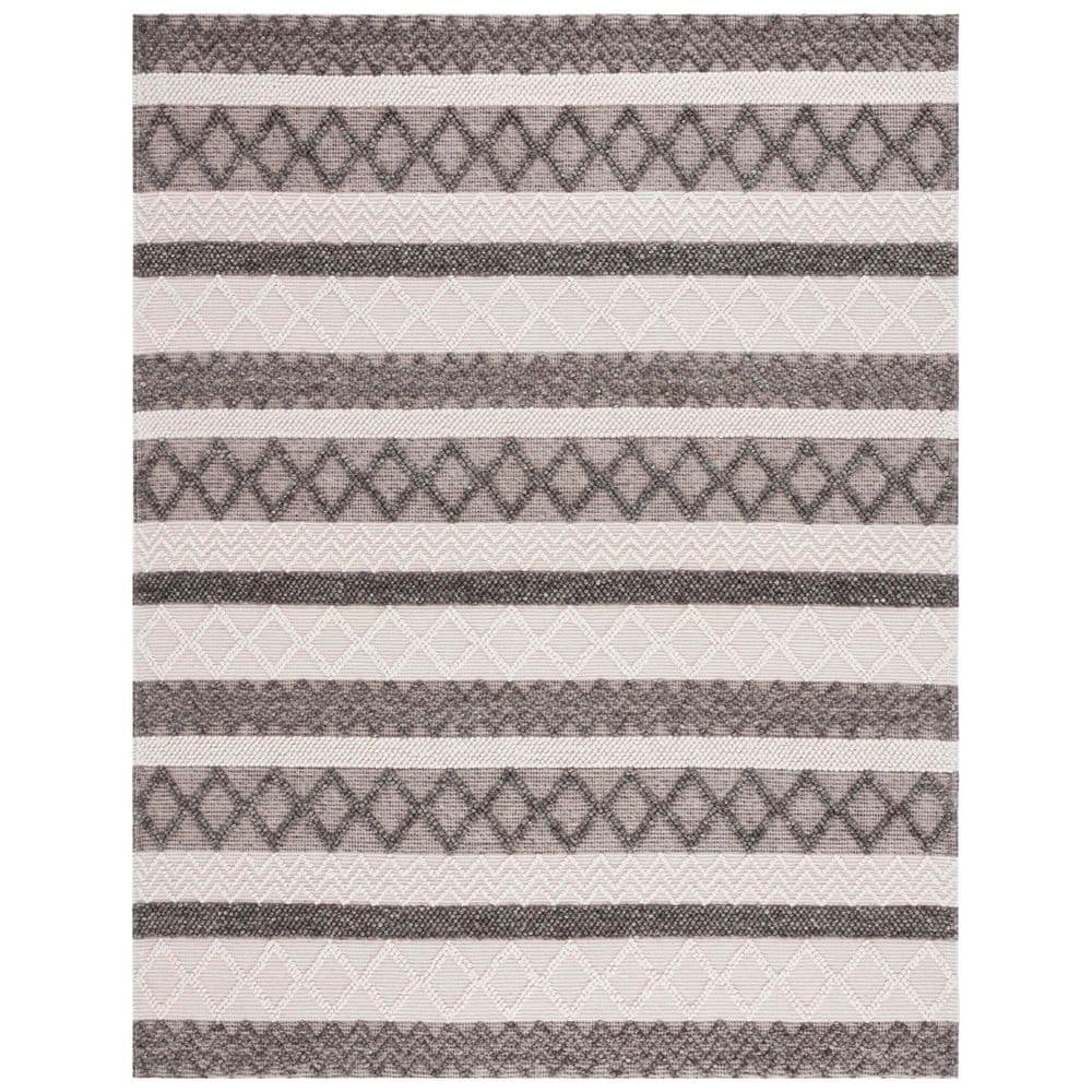SAFAVIEH Natura 8 ft. x 10 ft. Ivory/Gray Geometric Zig-Zag Area Rug ...