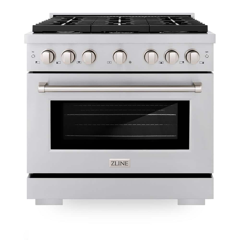 ZLINE Kitchen and Bath 36 in. 6 Burner Freestanding Gas Range with ...