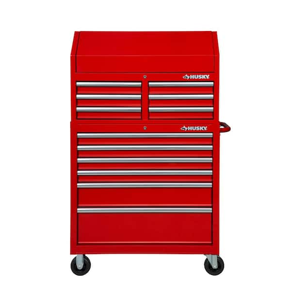 Husky 36 in. W x 18 in. D 12 Drawer Gloss Red Rolling Tool Chest and Cabinet Combo UACT H 360121 The Home Depot