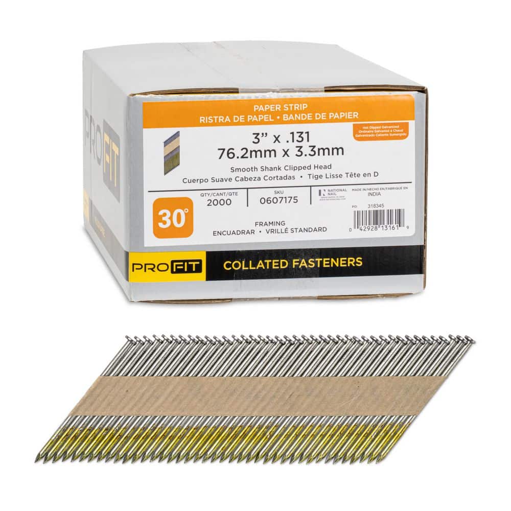 PRO-FIT 3 in. x 0.131 30° Hot Dipped Galvanized Smooth Shank Paper Tape ...