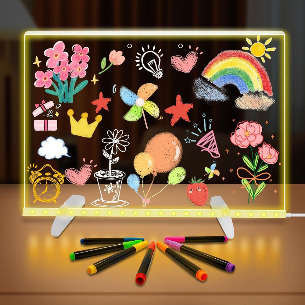 LED Note Board with Colors, 13.8 x 10 in. 4-Modes & 7-Colors Acrylic ...