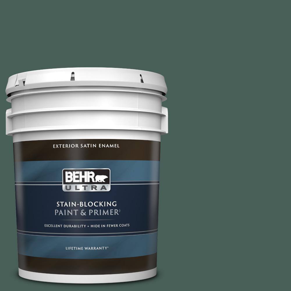 BEHR ULTRA 5 gal. #M440-7 Rainforest Satin Enamel Exterior Paint ...