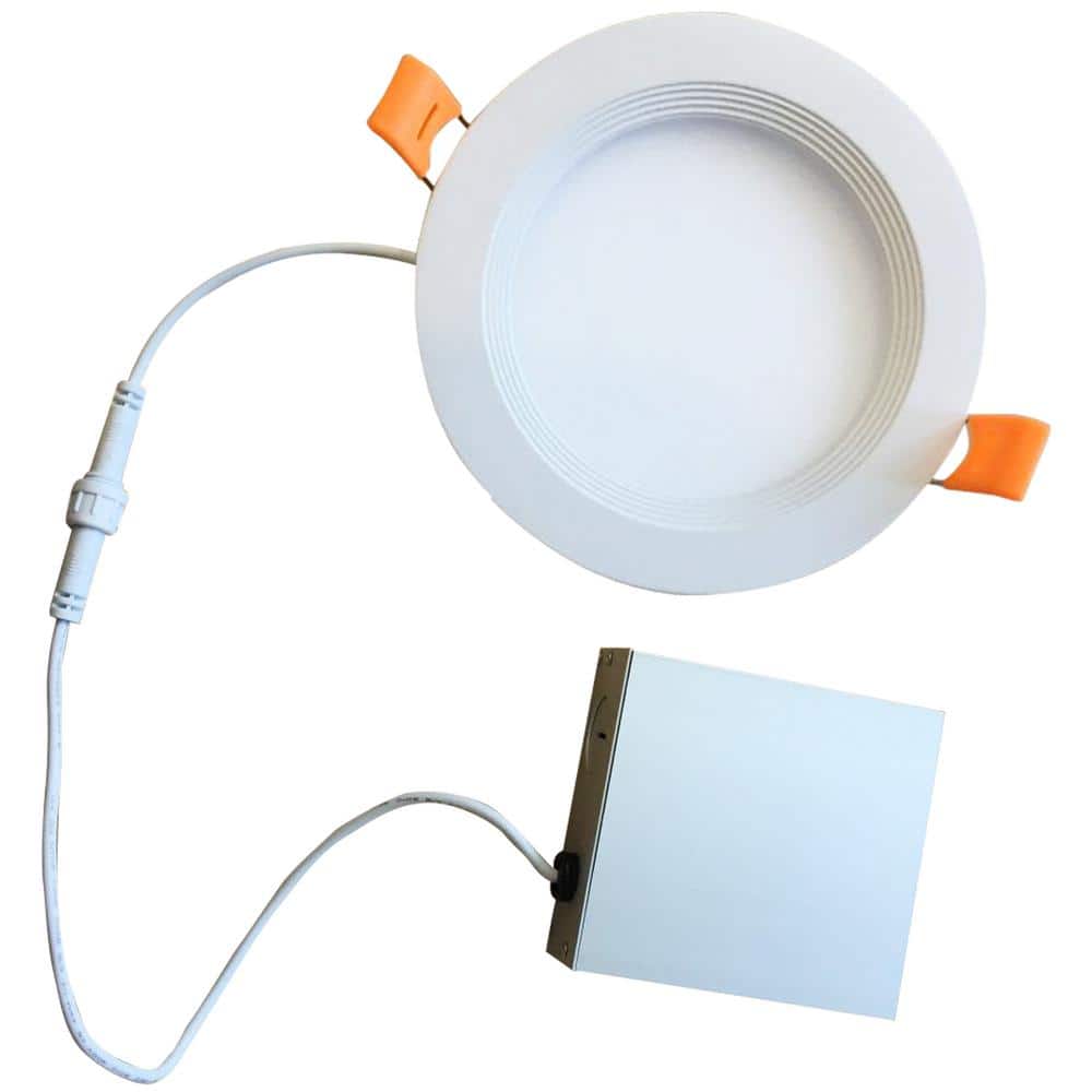 Bulbrite 6 in. Canless 3000K, 75-Watt Equivalent, White Round Dimmable ...