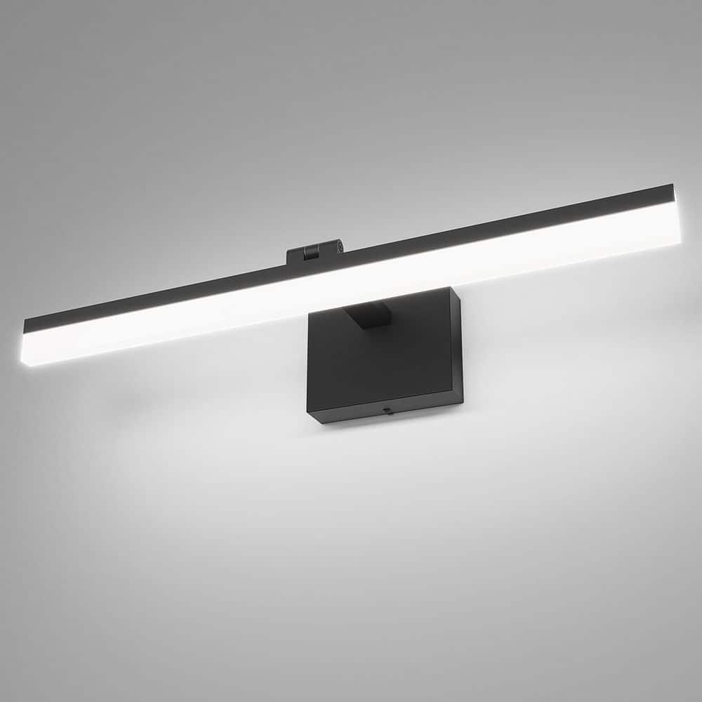 JUSHENG 23.62 in. 1-Light Black LED Vanity Light Bar with Aluminum ...