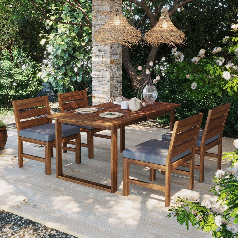 Reviews for Harper & Bright Designs 5-Piece Brown Acacia Wood Top ...