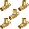 PLUMBFLEX 1 in. x 1/2 in. x 1 in. Brass PEX Barb Reducing Tee Pipe Fittings (5-Pack) 11215PXRT ...