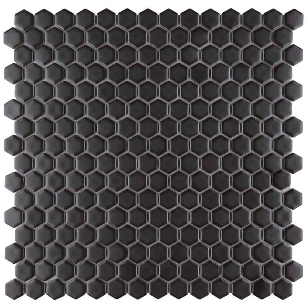 Merola Tile Colmena Hex Matte Carbon 6 in. x 6 in. Porcelain Mosaic ...