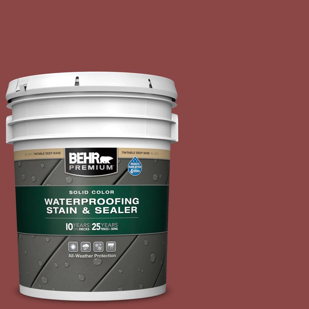 BEHR PREMIUM 5 gal. #PPU1-10 Forbidden Red Solid Color Waterproofing ...
