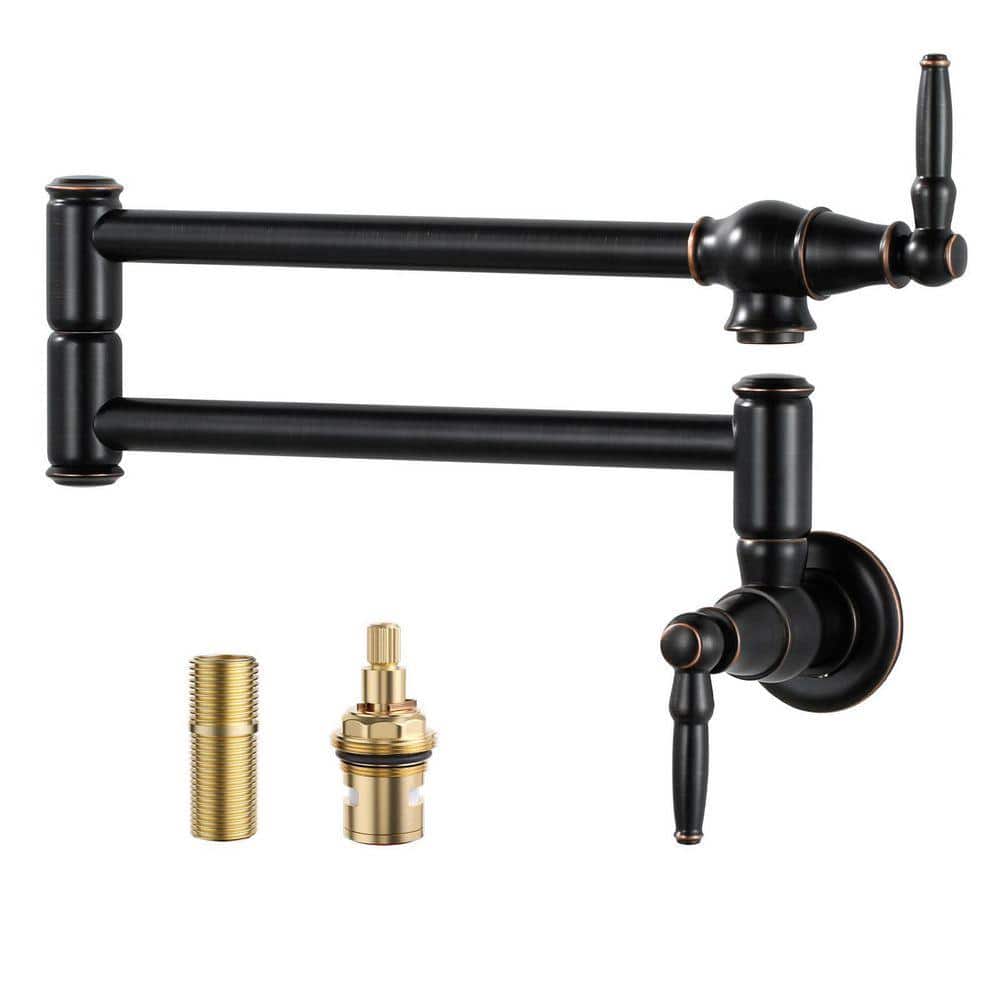 ALEASHA Wall Mounted Brass Pot Filler with Double-Handle Folding ...