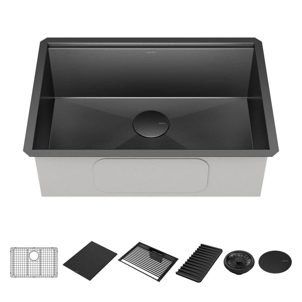 Delta Rivet 16 Gauge Black Stainless Steel 27 in. Single Bowl ...