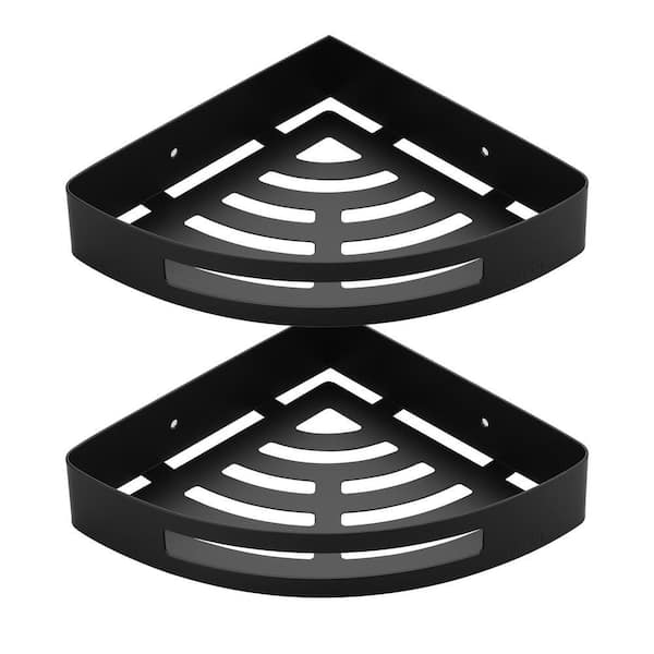 ALEASHA Wall Mounted Triangular Corner Shower Caddy in Matte Black (2 ...