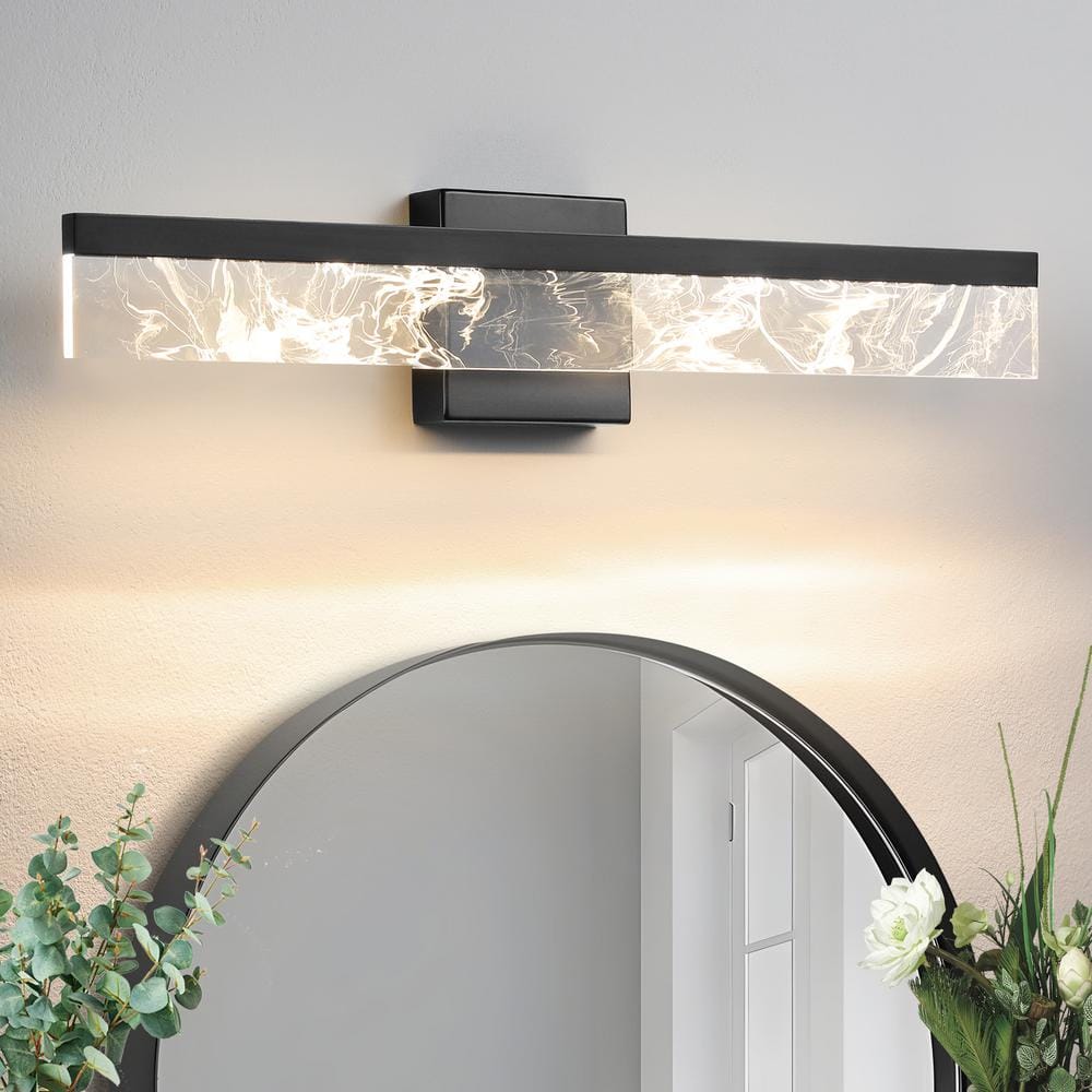 KAISITE 24 in. 1-Light Bathroom Modern Light Fixture Black LED Vanity ...