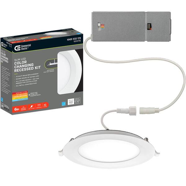 Commercial Electric 6 in. Canless Integrated LED Recessed Light Trim ...