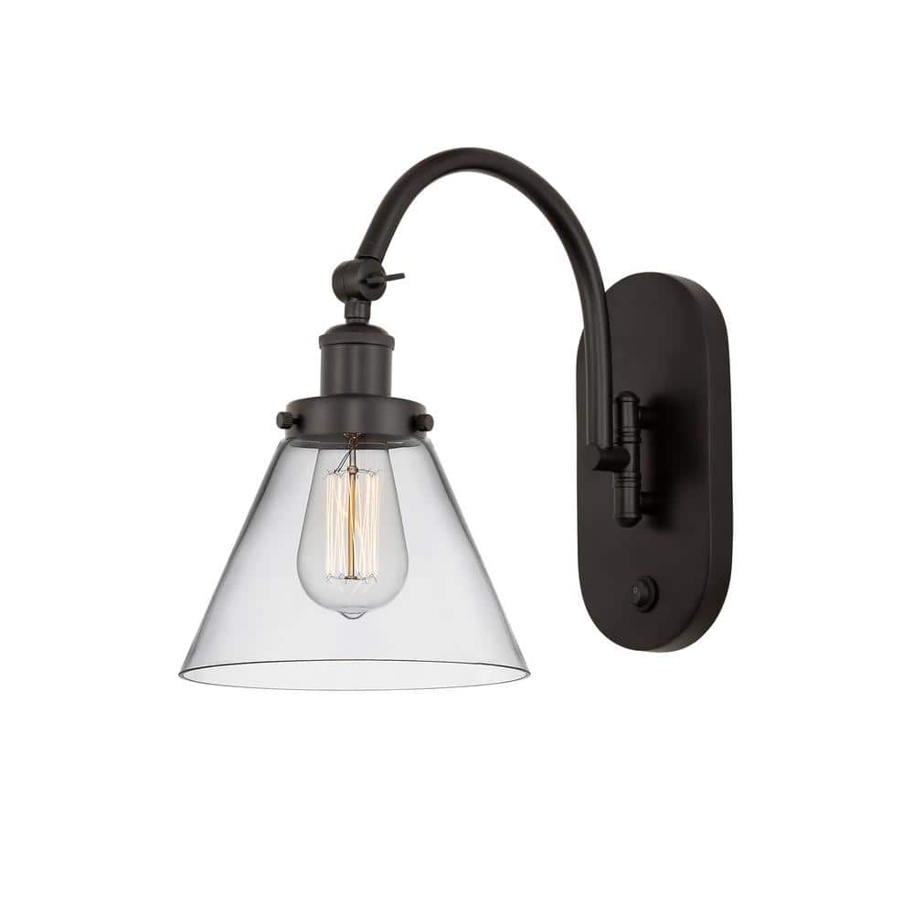 Innovations Cone 1-Light Oil Rubbed Bronze, Clear Wall Sconce with ...