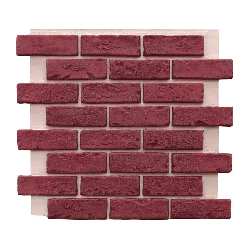 GenStone 22-1/2 in. x 22-1/4 in. Deep Red Brick Veneer Siding Full ...