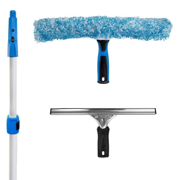 Unger Total Pro Kit with 14 in. Scrubber 12 in. Squeegee and 6 ft. Telescoping Connect and Clean Pole 988900 The Home Depot