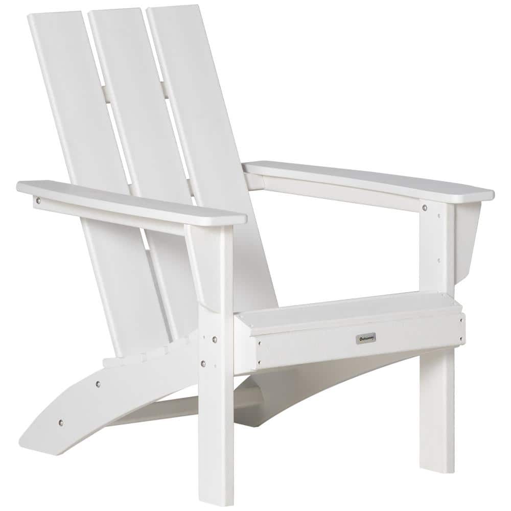 FORCLOVER White Outdoor Plastic Adirondack Chair Backyard Lounge Chair ...