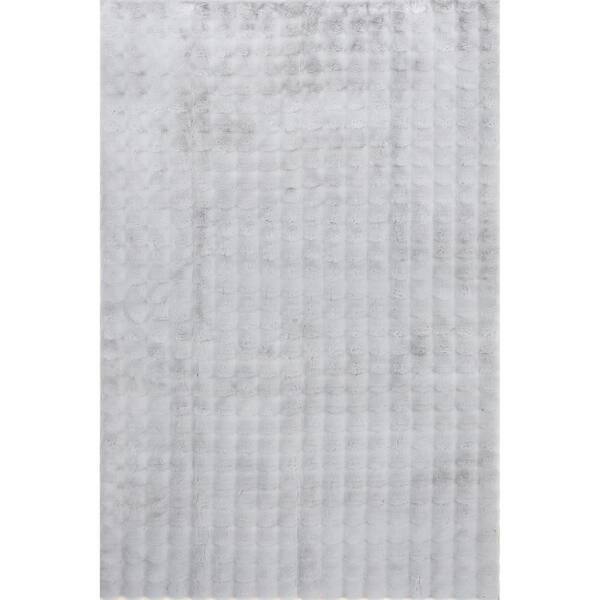 nuLOOM Jeni Solid Faux Rabbit Machine Washable Silver 3 ft. 9 in. x 6 ...