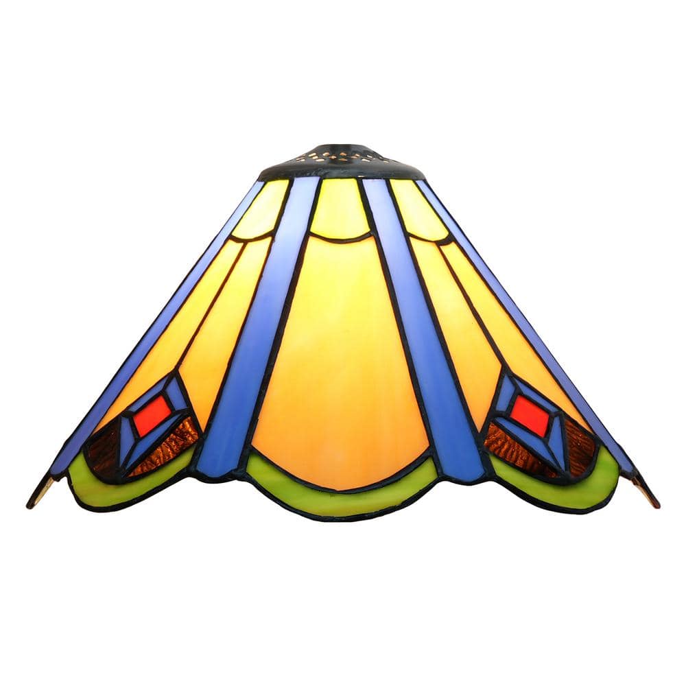 Lasaideal 12 in. Dia x 7 in. H Tiffany Style Stained Glass Dome Table ...