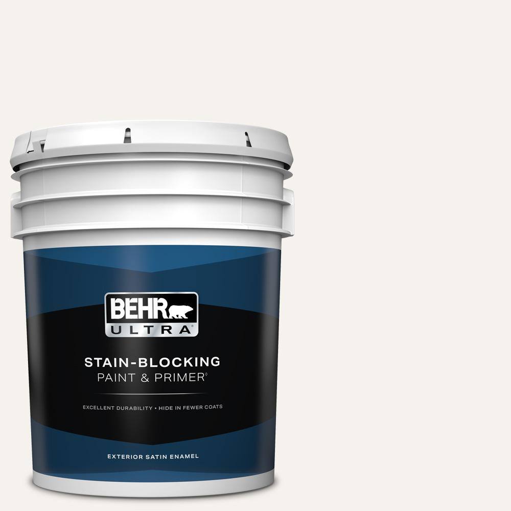 BEHR ULTRA 5 gal. #PR-W14 Bit of Sugar Satin Enamel Exterior Paint ...