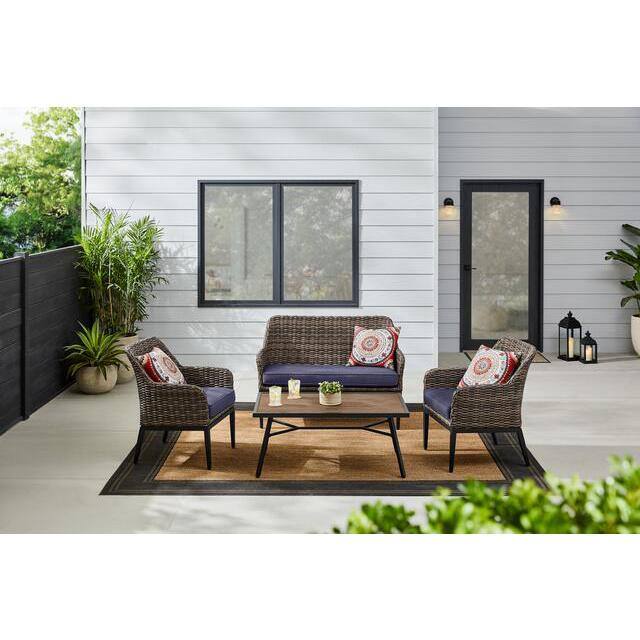 StyleWell Clovermill 4-Piece Steel Outdoor Patio Conversation Set with ...