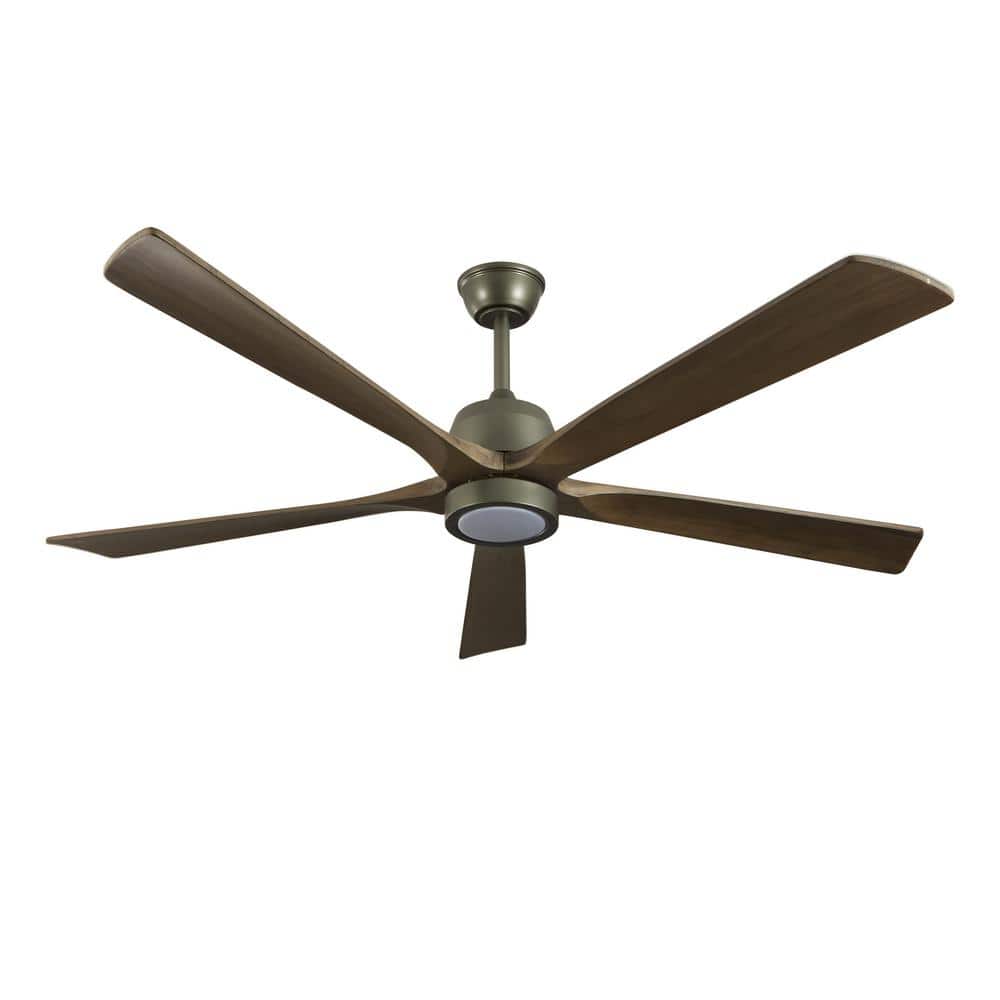 bessten Atalanta 60 in. Modern Wood Indoor Olive Green Ceiling Fan with ...