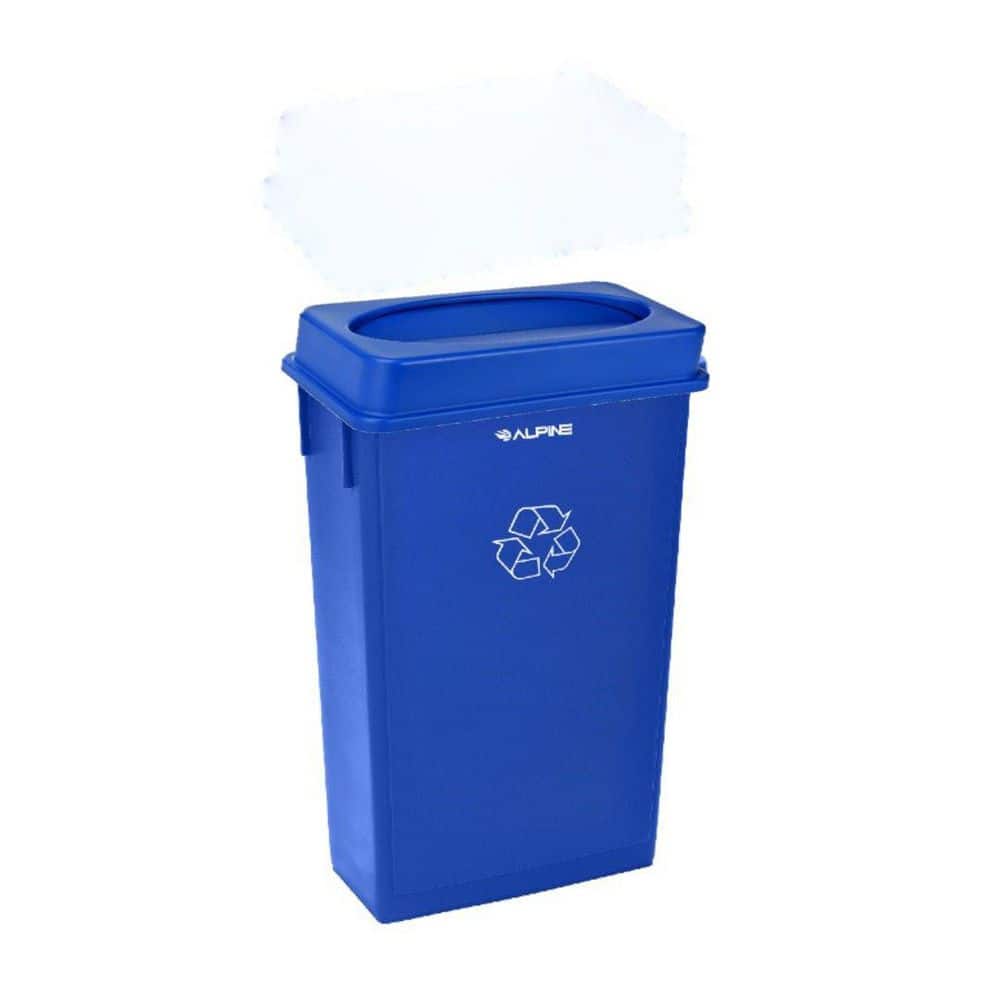 Alpine Industries 23 Gal. Plastic Indoor Commercial Slim Recycling Bin ...