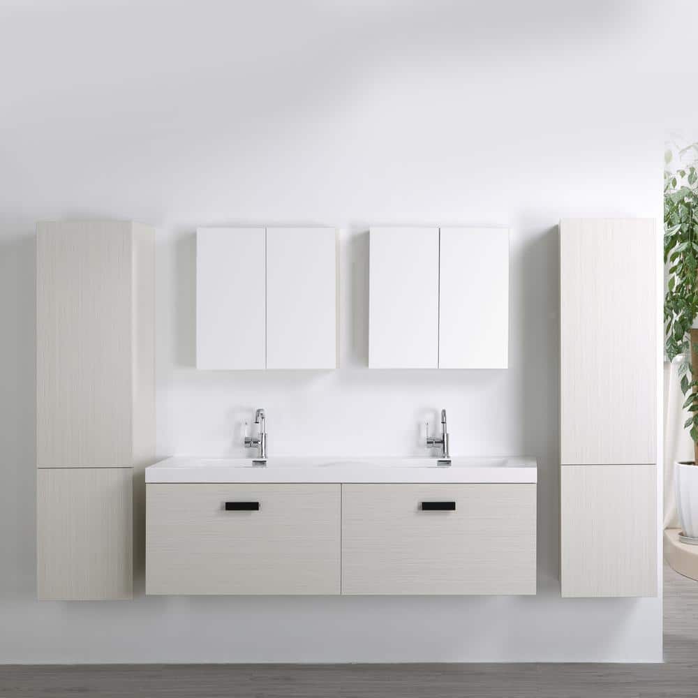 Streamline 63 in. W x 18.2 in. H Bath Vanity in Gray with Resin Vanity ...