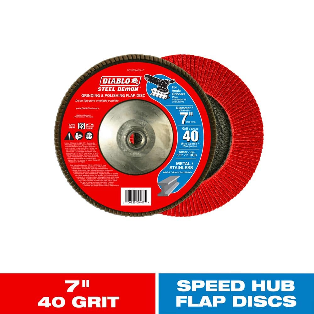 DIABLO 7 in. 40-Grit Steel Demon Grinding and Polishing Flap Disc with ...