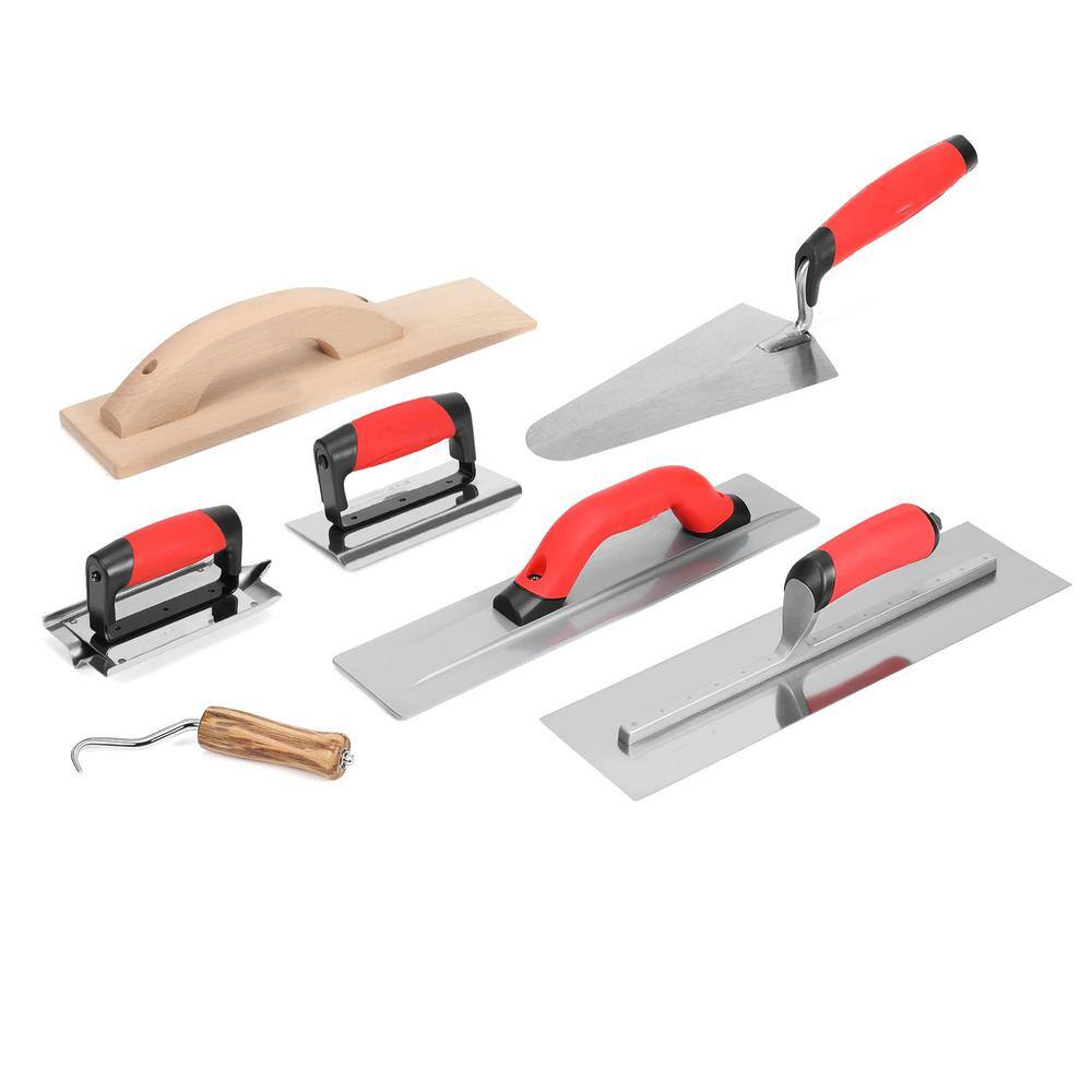 Angel Sar 16 in. x 9 in. 8 Pieces Masonry Hand Float Tool Set, Concrete ...