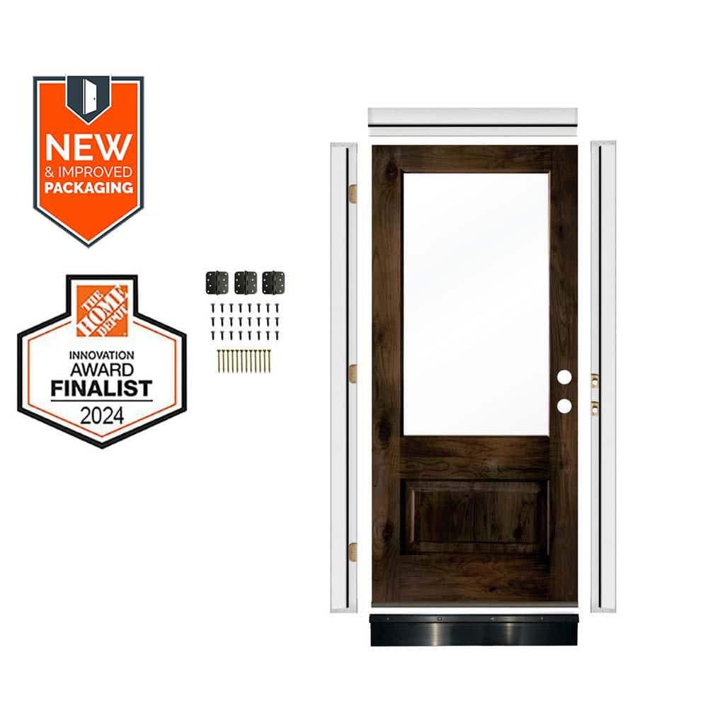 Krosswood Doors 36in.x80in. KnottyAlder LH 3/4-Lite Clear Glass Black ...
