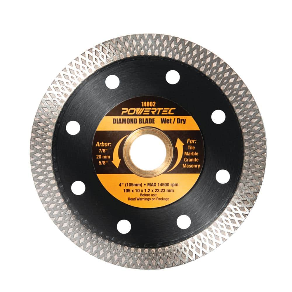 ‎POWERTEC 4 in. Turbo Mesh Rim, Super Thin Diamond Saw Blades for Handheld Tile Saw and Angle ...