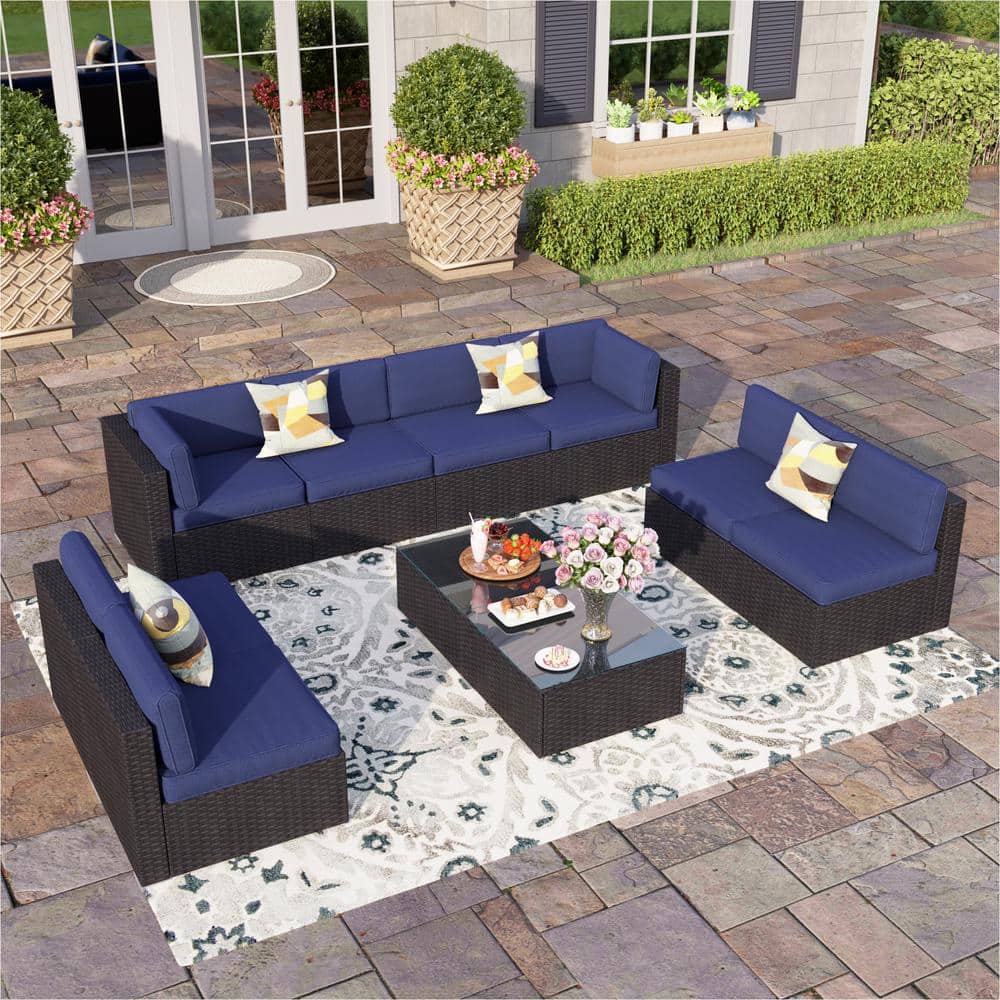 Reviews for PHI VILLA Dark Brown Rattan Wicker 8 Seat 10-Piece Steel ...
