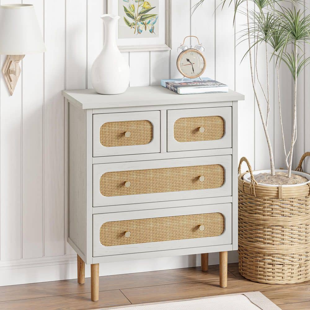 FUIN Farmhouse White 4-Drawer 13.5 in. Wide Chest of Drawers VNH02007 ...