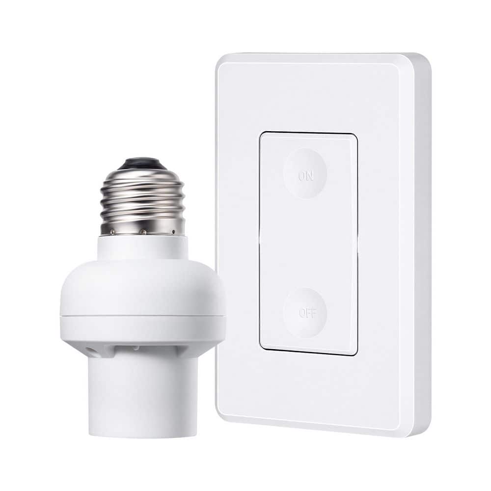 DEWENWILS 120-Volt Remote Control Light Bulb Socket w/ Wall Mounted ...