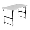 Lifetime 4 ft. One Hand Adjustable Height Fold-in-Half Resin Table ...