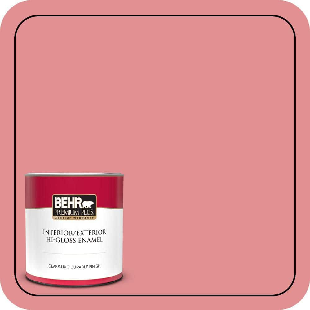 BEHR PREMIUM PLUS 1 qt. #140D-4 Fresh Pink Hi-Gloss Enamel Interior ...