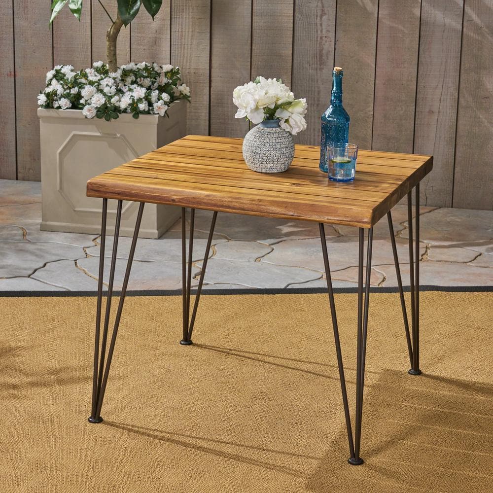 SOTEN RUGGED TABLET LLC Wood Square Metal 29 in. H Outdoor Dining Table ...