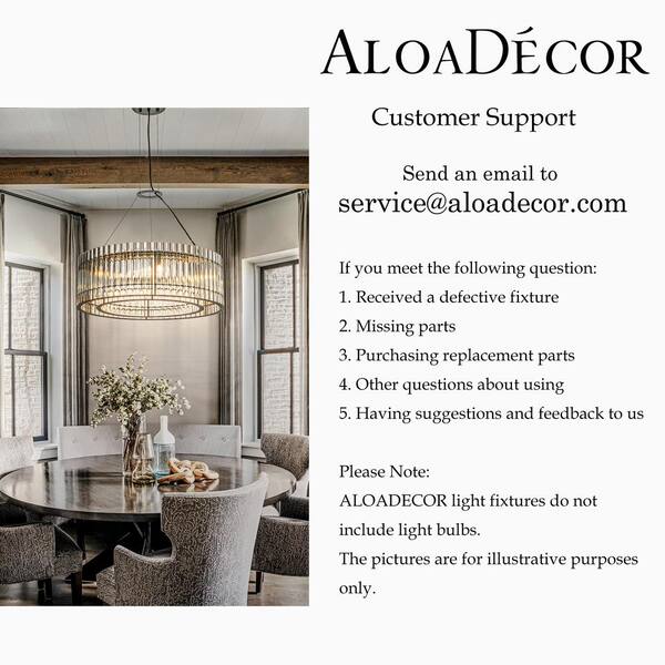 ALOA DECOR 6-Light Modern Luxury Matte Black 2-Tier Round Chandelier ...