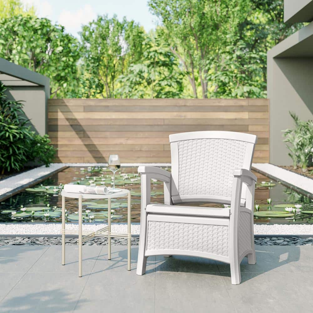 Suncast Elements Ice Cube Plastic Outdoor Lounge Chair with Storage ...