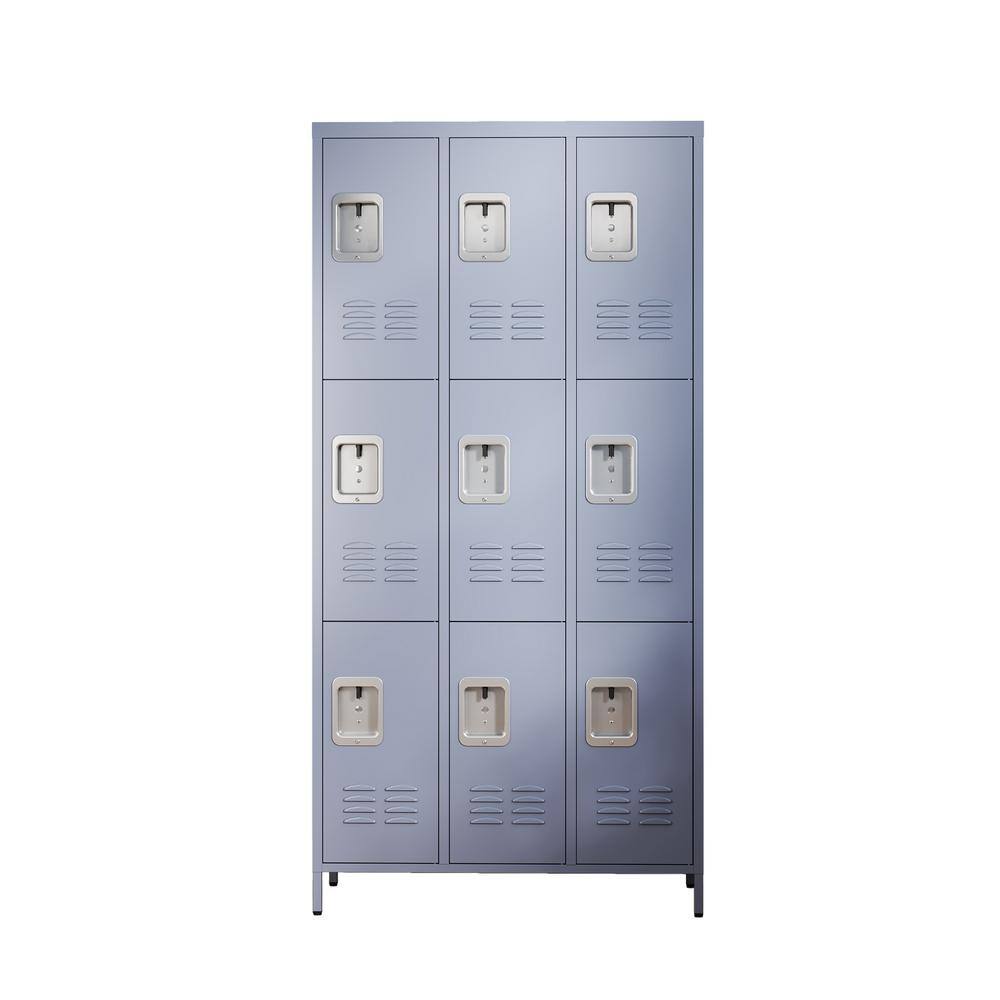 cadeninc 72 in. H 3-Tier Metal Lockers in Gray with 9-Door and Lock for ...