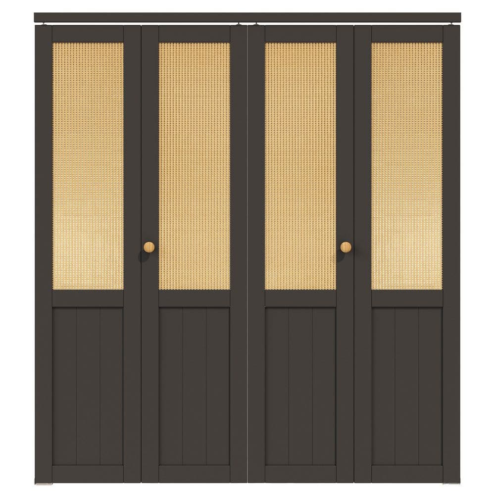 ARK DESIGN 72 in. x 80 in. Half Paneled Solid Core Black Finished MDF ...