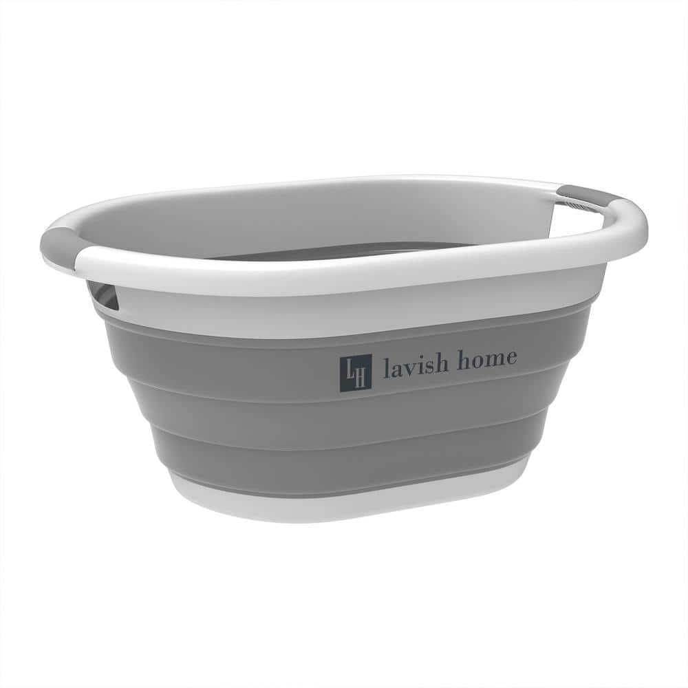 Lavish Home Gray Collapsible Multi-Use Laundry Basket with Comfort Grip ...