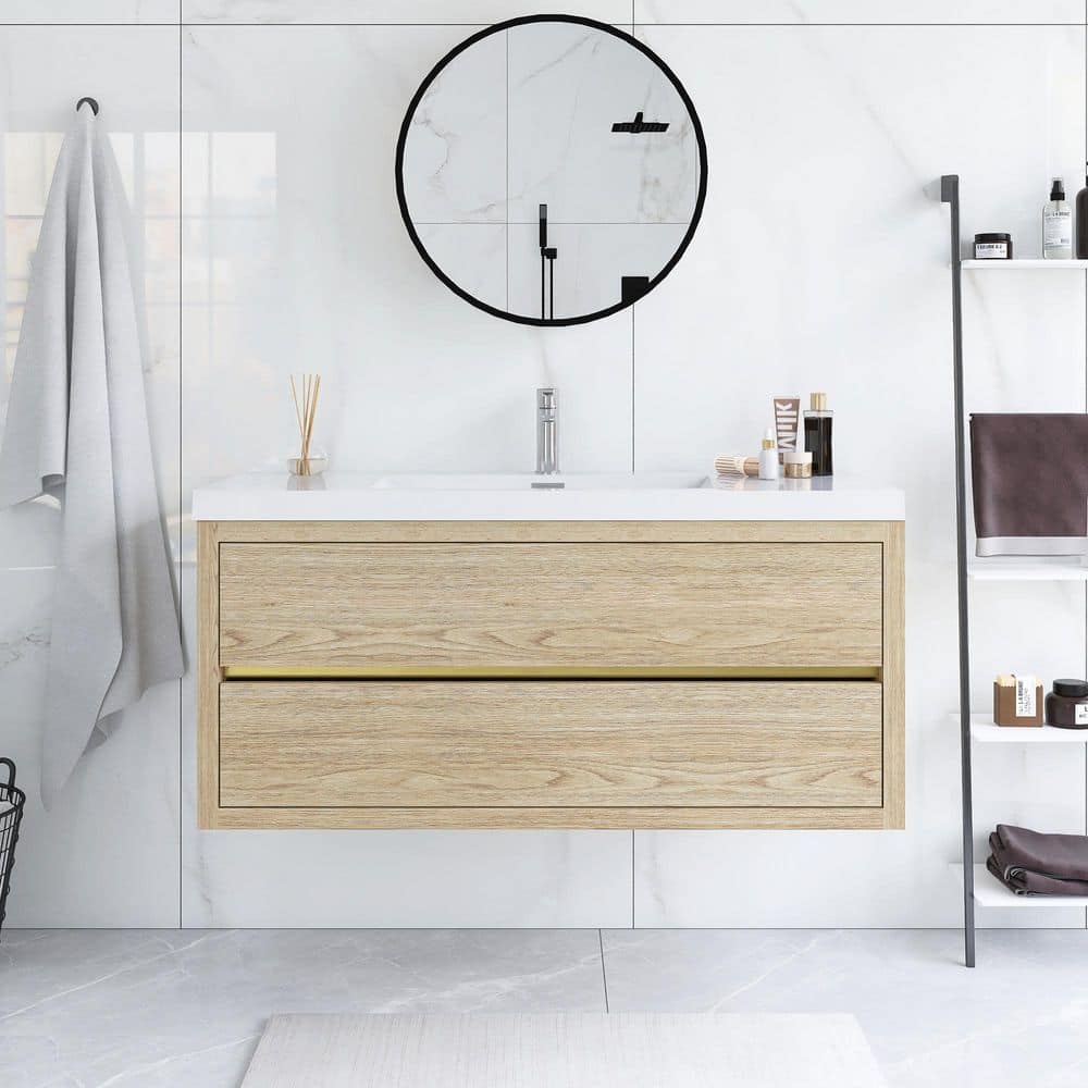 JimsMaison 47.24 in. W x 19.69 in. D x 22.44 in. H Wall-Mounted Bath ...