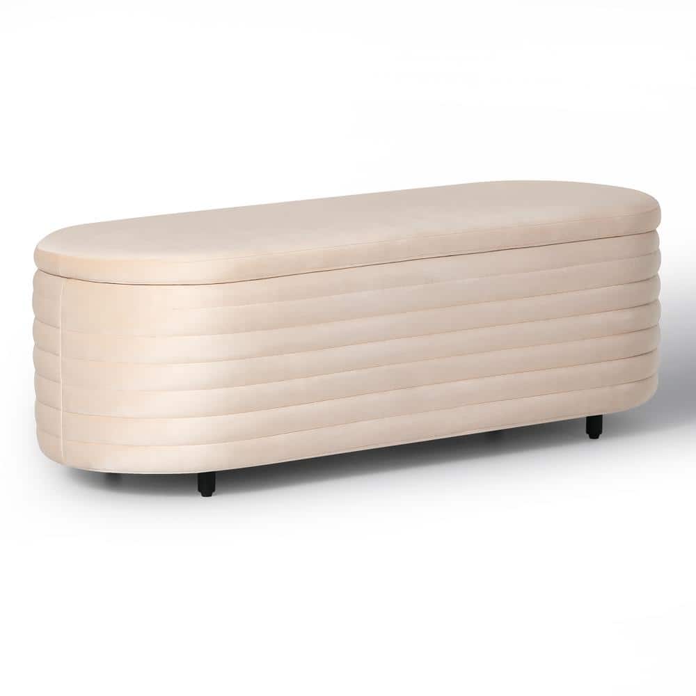 WESTINFURNITURE Farrah 54 in. Wide Oval Velvet Upholstered Entryway ...