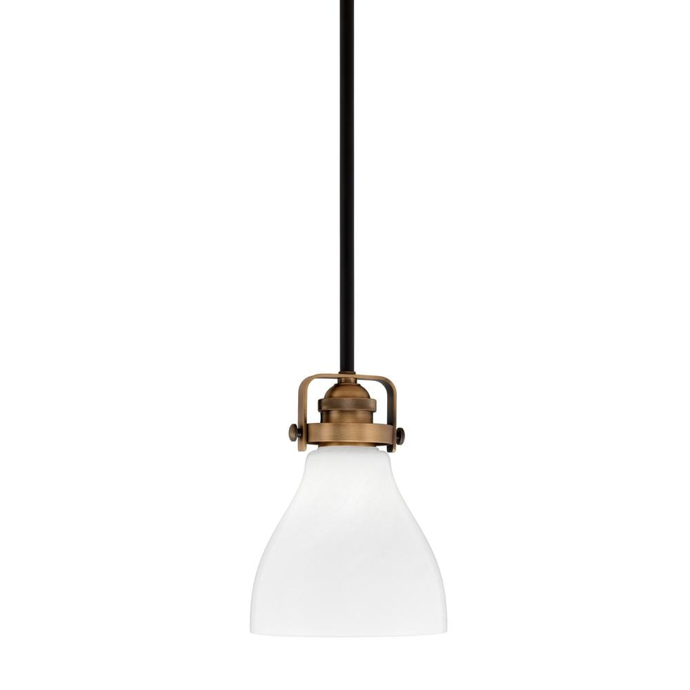 Decatur 60-Watt 1-Light Black and Brass Light Mini Pendant with 6.25 in ...
